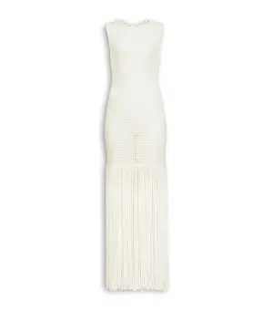 Alaïa Fringed Midi Dress - White