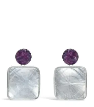 Alaïa Amethyst And Plexiglass Pendant Earrings