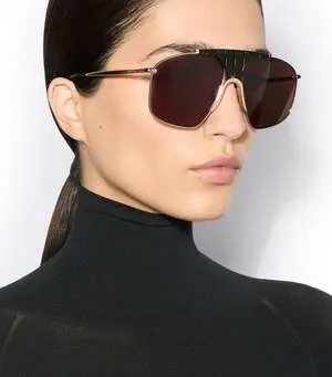 Alaïa Metal Aviator Mask Sunglasses
