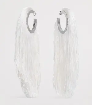 Alaïa Fringe Pendant Hoop Earrings - Black