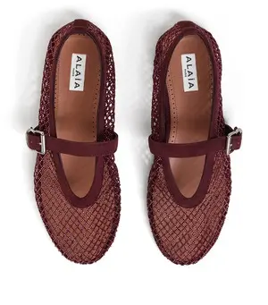 Alaïa Beaded Mesh Ballet Flats - Red