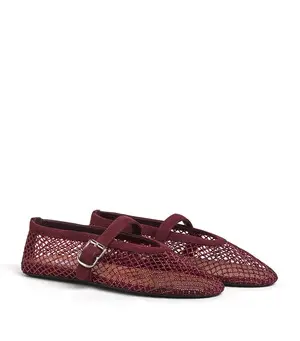 Alaïa Beaded Mesh Ballet Flats - Red