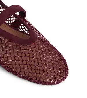Alaïa Beaded Mesh Ballet Flats - Red