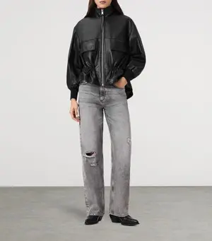 ALLSAINTS Leather Flor Jacket - Black