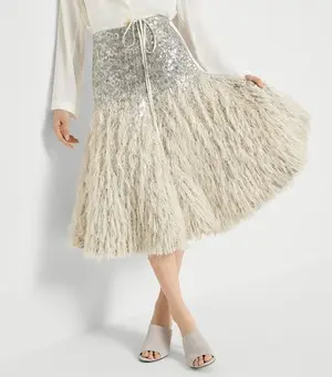 Brunello Cucinelli Fil Coupé Midi Skirt - Grey