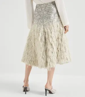Brunello Cucinelli Fil Coupé Midi Skirt - Grey