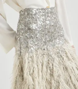 Brunello Cucinelli Fil Coupé Midi Skirt - Grey