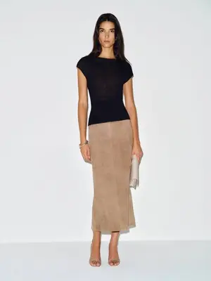 REFORMATION Rhiannon Sheer Alpaca Sweater Top - Black