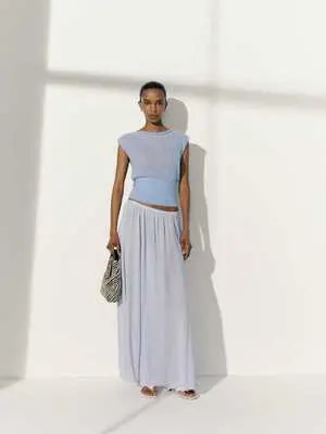 REFORMATION Rhiannon Sheer Alpaca Sweater Top - Blue