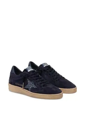 GOLDEN GOOSE Ball Star Sneakers In Dark Suede With Dark Glitter Star - Blue