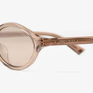 JIMMY CHOO Oval Acetate Sunglasses - Transparent Tan