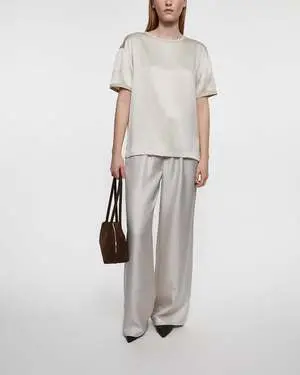 LISA YANG Round Neck Silk T-shirt