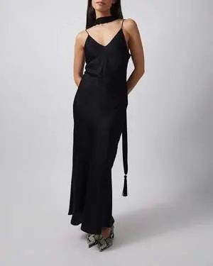 WAKAKUU Leyre Slip Dress With Tasseled Scarf
