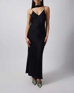 WAKAKUU Leyre Slip Dress With Tasseled Scarf