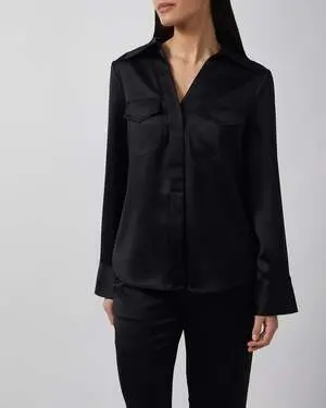 WAKAKUU Maria Satin Blouse - Black