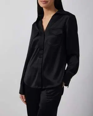 WAKAKUU Maria Satin Blouse - Black