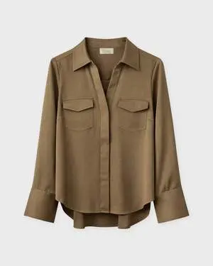 WAKAKUU Maria Satin Blouse - Mocca