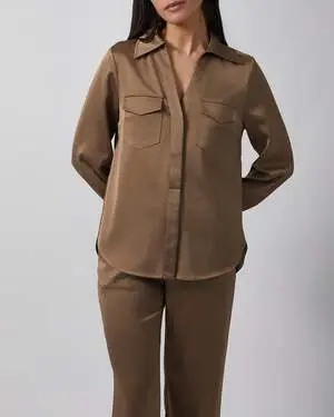WAKAKUU Maria Satin Blouse - Mocca