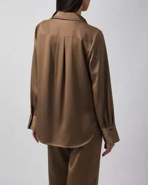 WAKAKUU Maria Satin Blouse - Mocca