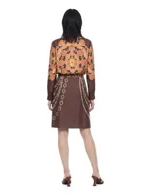 Gucci Printed Silk Midi Skirt - Brown