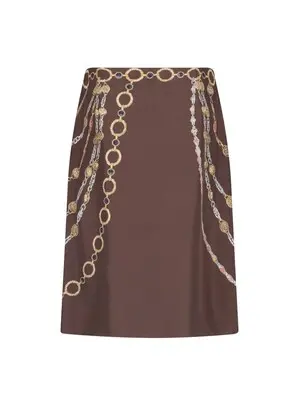 Gucci Printed Silk Midi Skirt - Brown