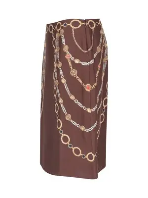 Gucci Printed Silk Midi Skirt - Brown