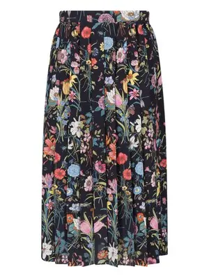 GUCCI Printed Silk Midi Skirt