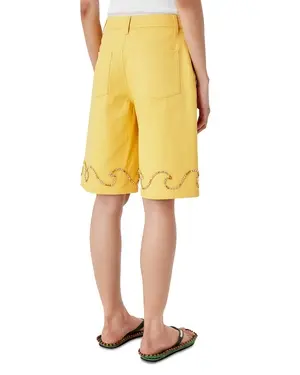 Tresse Embellished Cotton Bermuda Shorts