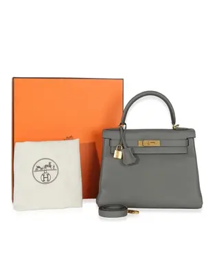Hermès Kelly 28 Leather Handbag - Gray