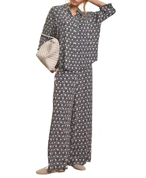 Mint Velvet Geometric Print Wide Leg Trousers