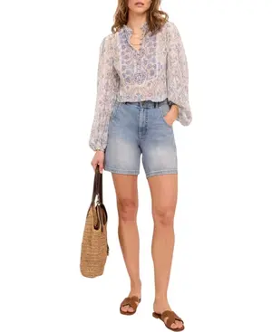 Mint Velvet Geo Print Ruffle Blouse