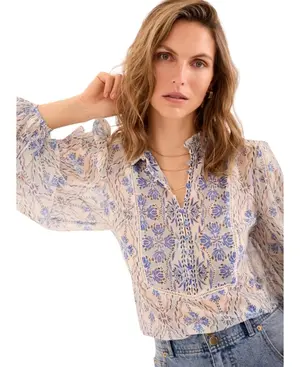 Mint Velvet Geo Print Ruffle Blouse