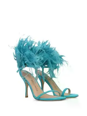 STUART WEITZMAN Plume 100 Feather-trim Suede Sandals