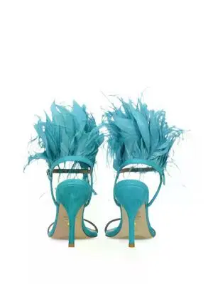 STUART WEITZMAN Plume 100 Feather-trim Suede Sandals
