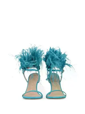 STUART WEITZMAN Plume 100 Feather-trim Suede Sandals