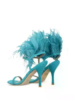 STUART WEITZMAN Plume 100 Feather-trim Suede Sandals