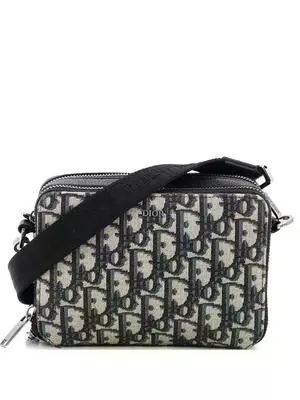 Dior Double Zip Pouch Oblique Canvas Crossbody Bag