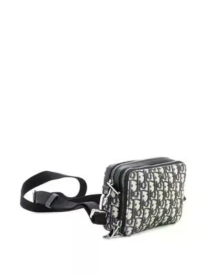Dior Double Zip Pouch Oblique Canvas Crossbody Bag