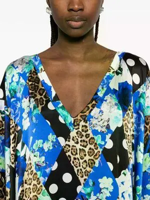 DOLCI FOLLIE Leopard-print Polka-dot Kaftan