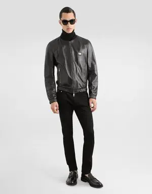 Dolce & Gabbana Leather Jacket With Logo Tag