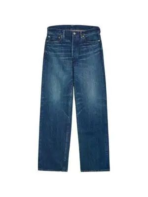 BLUE BLUE Washed-finish Whiskered Jeans