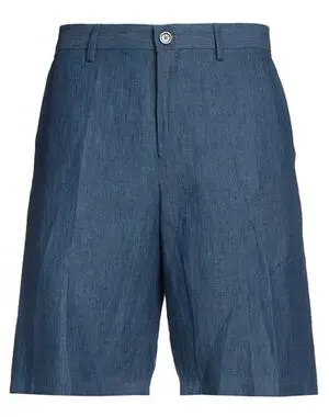 120% Lino Linen Casual Shorts Blue