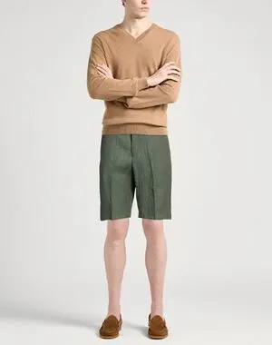 120% Lino Linen Casual Shorts - Green