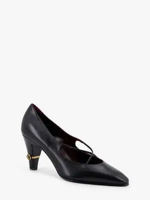 Versace Crisscross Medallion Leather Pumps - Black
