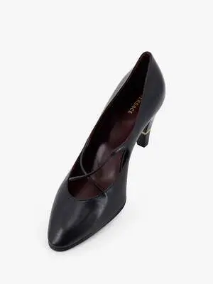 Versace Crisscross Medallion Leather Pumps - Black