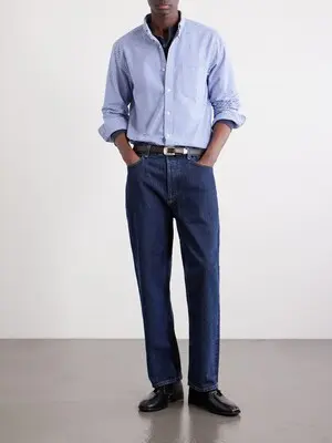 BEAMS Button-down Collar Checked Cotton Shirt - Blue