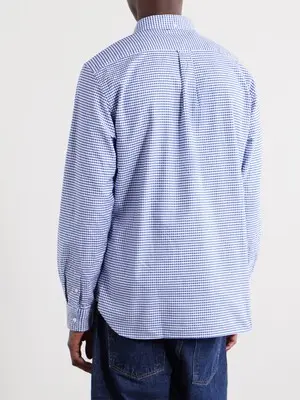 BEAMS Button-down Collar Checked Cotton Shirt - Blue