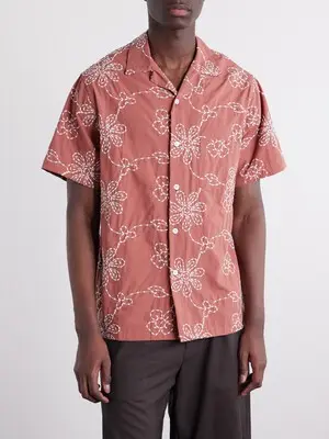 Portuguese Flannel Compota Embroidered Cotton-blend Shirt - Red