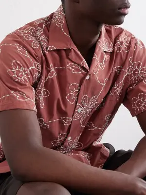 Portuguese Flannel Compota Embroidered Cotton-blend Shirt - Red