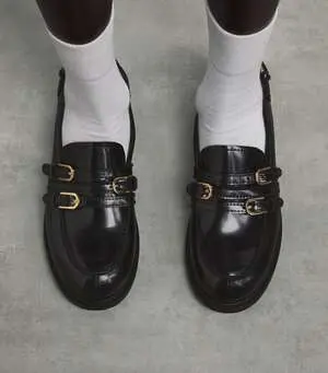 Sandro Leather Buckled Loafers